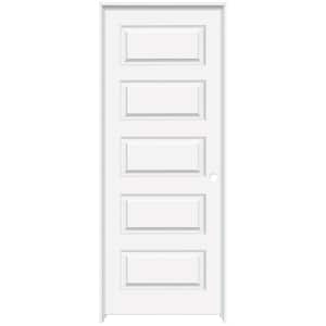 Steves & Sons 30 in. x 80 in. 5 Panel Molded RH Solid Core White Primed ...