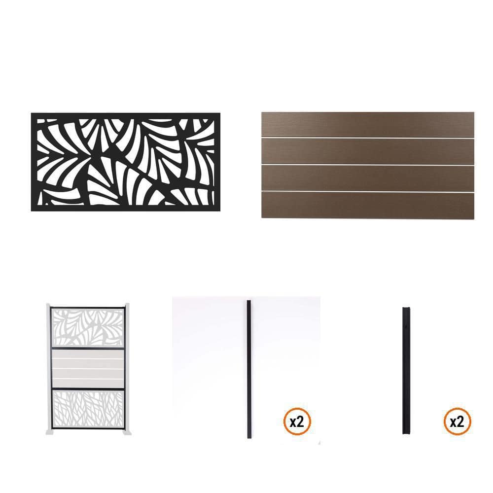 Deckorators Privacy Screen Kit with Palm Insert and Brown Boards For In ...