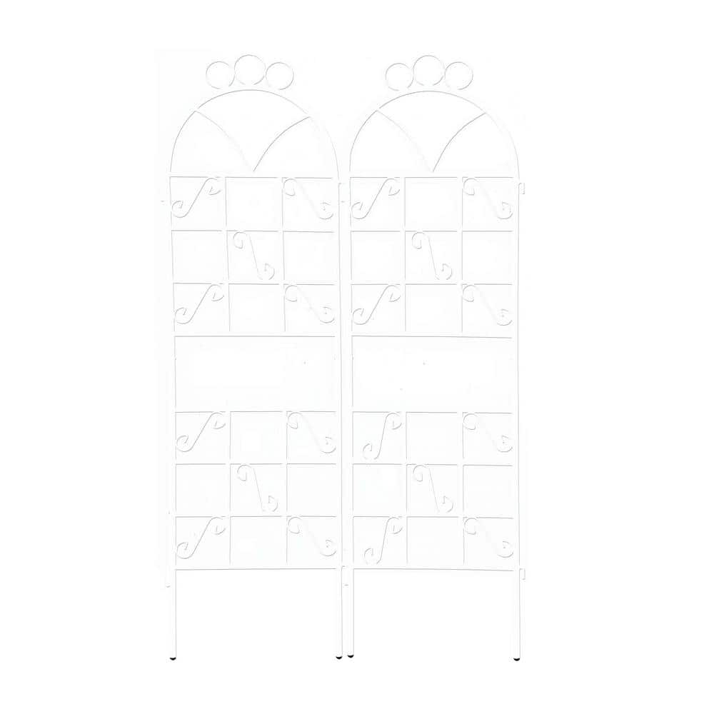 Tenleaf White Iron Garden Trellis 72 in. x 19.6 in. Rustproof Trellis ...