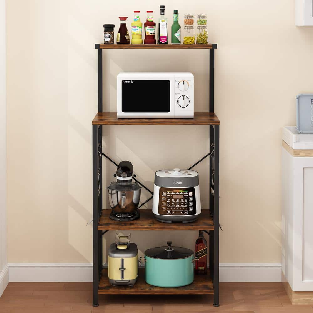 Winado Deep Brown 4-Shelf Metal 23.63 in. W Baker's Rack 302558810125 - The Home Depot