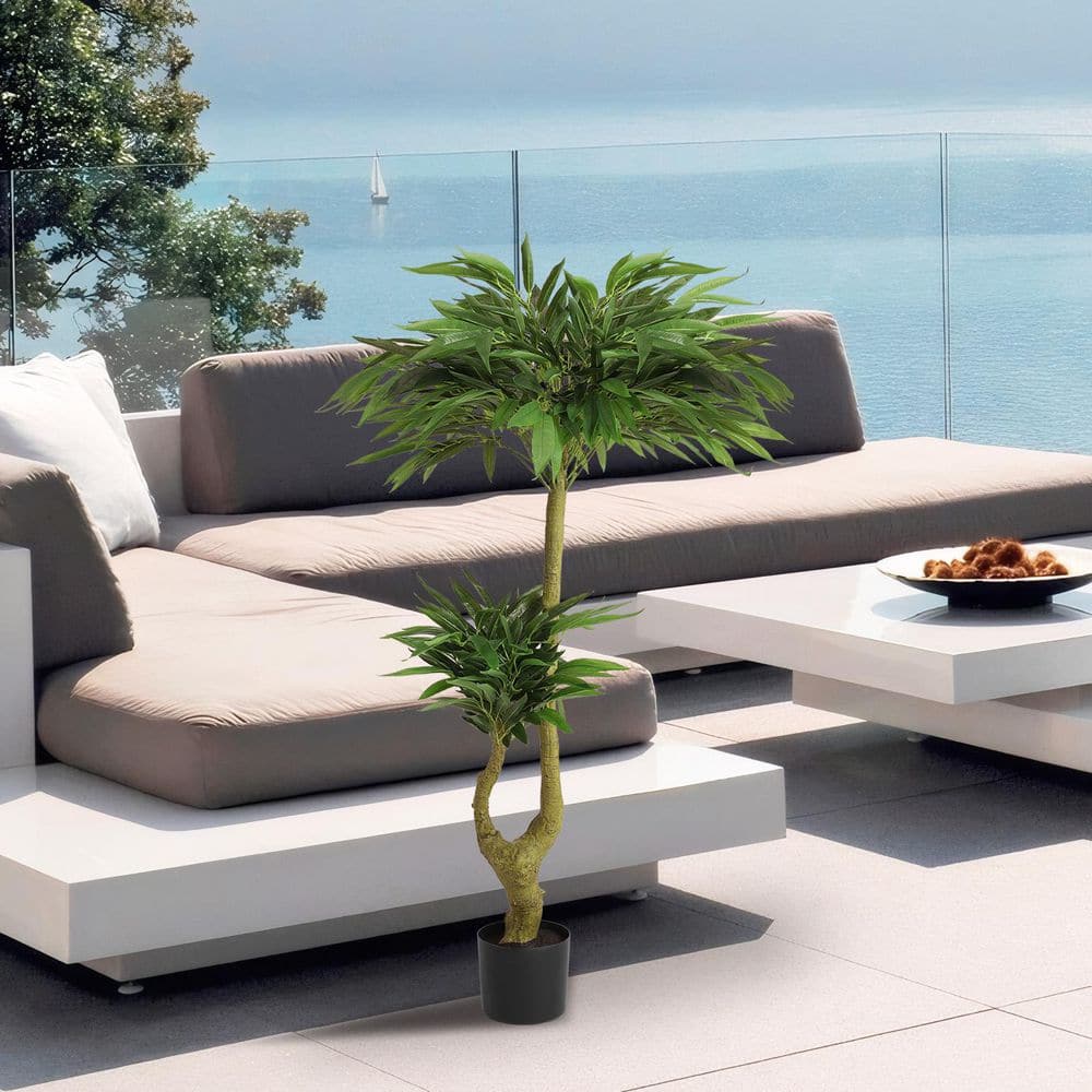 5 ft. Artificial Willow Tree with Black Plastic Pot for Indoor Home ...