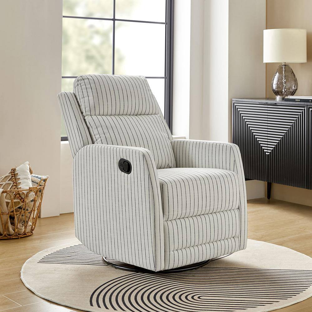 JAYDEN CREATION Ana White Modern Stripe Upholstered 360° Swivel Rocker ...