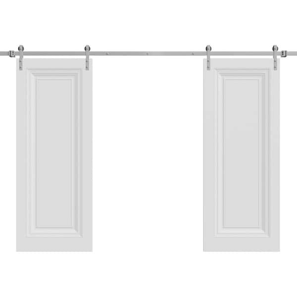 Sartodoors 7111 72 in. x 84 in. Sold Core White Color Wood Sliding Barn ...