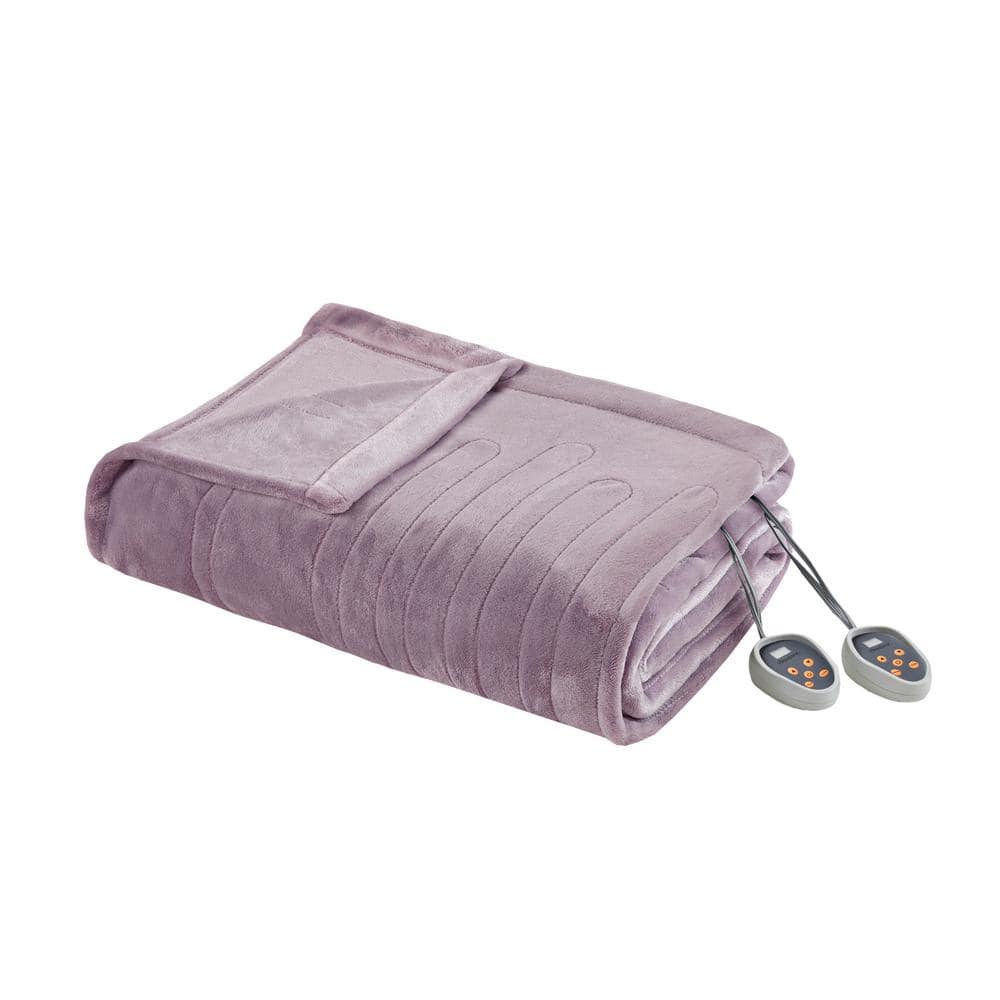 Beautyrest 100 in. x 90 in. Heated Plush Lavender King Blanket BR54 ...