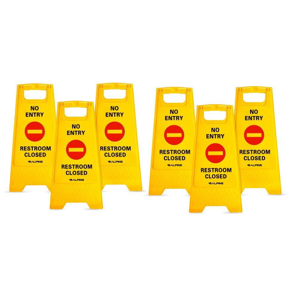Alpine Industries 24 in. Yellow 2-Sided Fold-Out No Entry Restroom ...