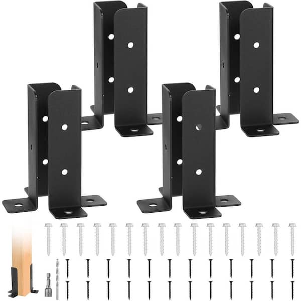 Afoxsos Adjustable Deck Post Anchor Base Brackets Black Steel Wall ...