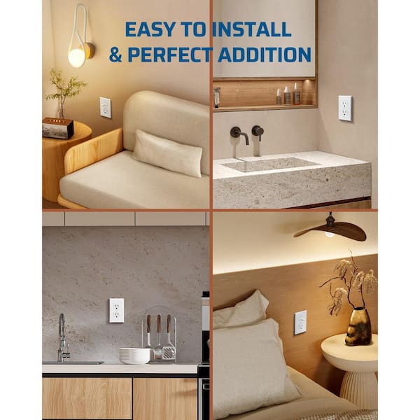 DEWENWILS Standard 1-Gang White Duplex Outlet Metal Wall Plates (10 ...