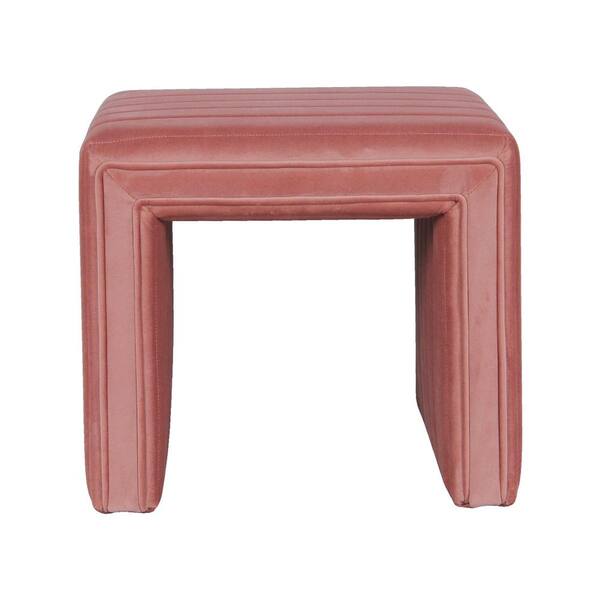Homepop Blush Velvet Channel Decorative Ottoman K8671-B310 - The Home Depot