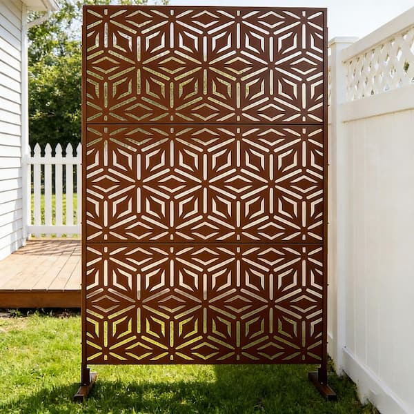 Boosicavelly 48" W x 76" H Brown Steel Freestanding Privacy Fence ...