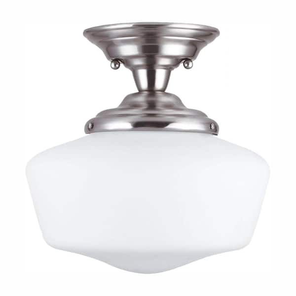 Generation Lighting Academy 1-Light Brushed Nickel Semi-Flush Mount ...
