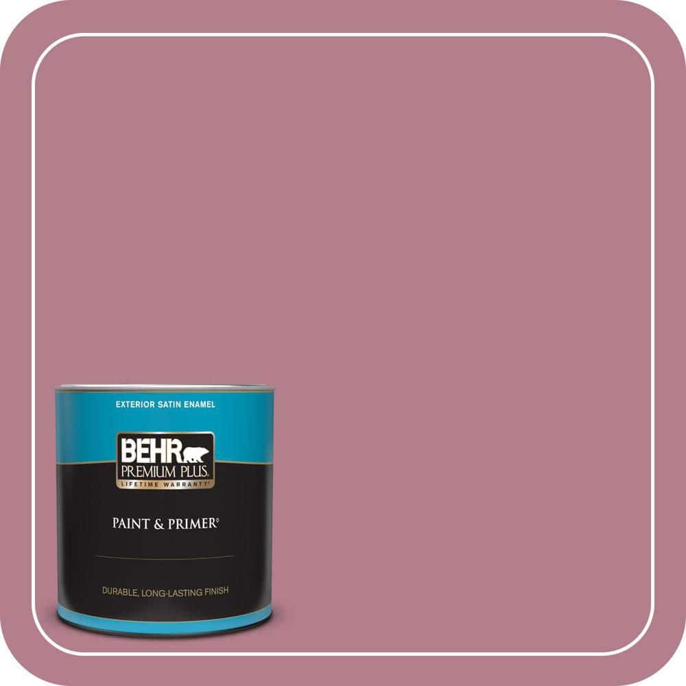 BEHR PREMIUM PLUS 1 qt. #100D-4 Degas Pink Satin Enamel Exterior Paint ...