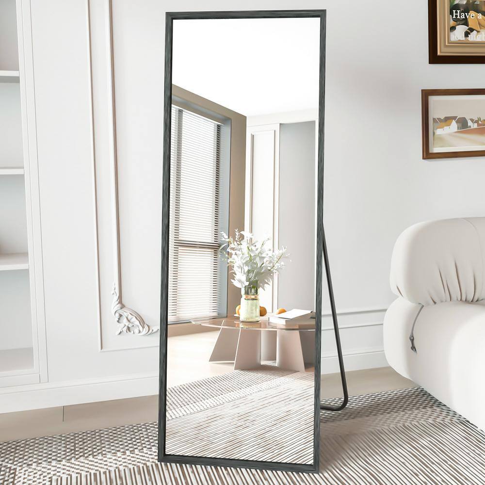 XRAMFY 18 in. W x 58 in. H Rectangular Black Classic MDF Framed Full ...