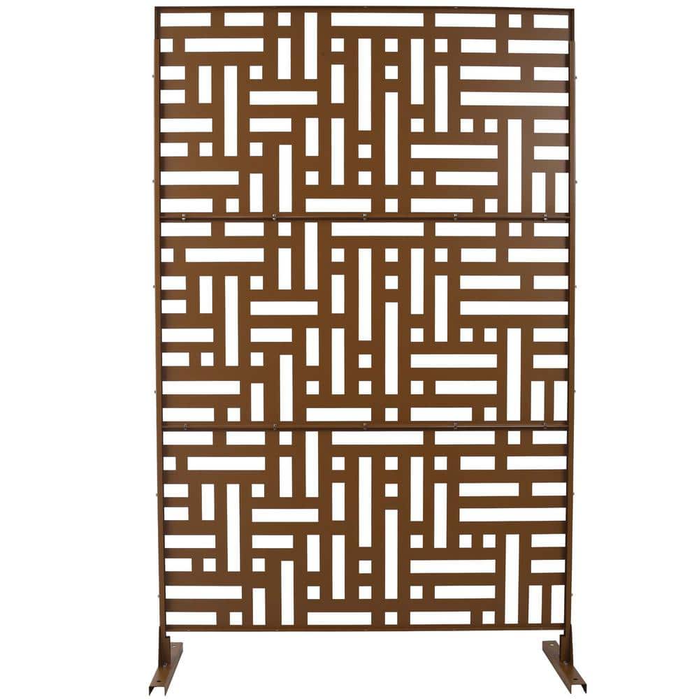 Boosicavelly 76 in. H x 48 in. W Brown Steel Privacy Fence Screen for ...