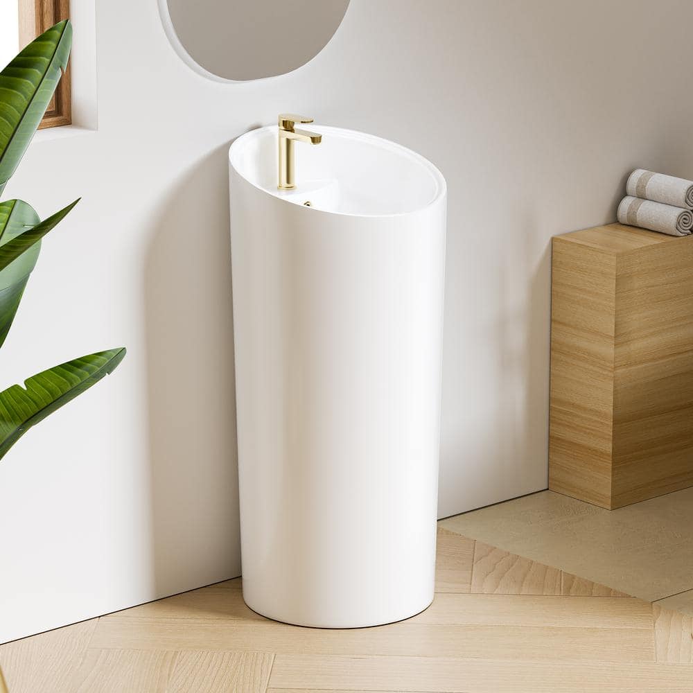 Eridanus Reno 18 in. W x 38 in. D Round Free Standing Pedestal Sink in ...