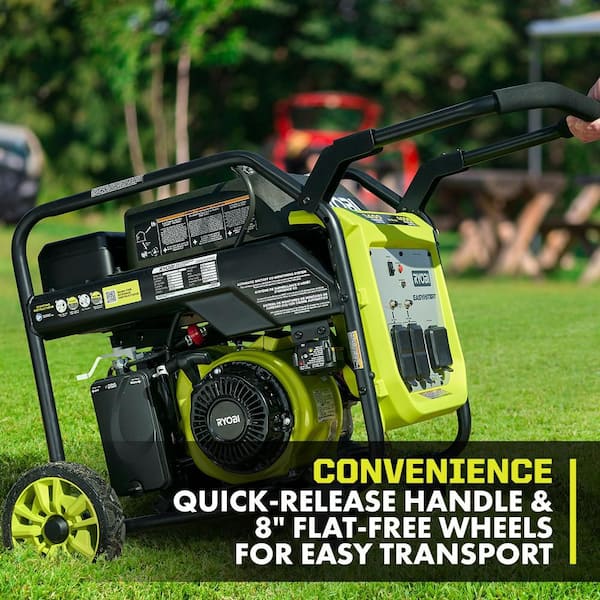 RYOBI 4000-Watt Recoil Start Gasoline Powered Inverter Generator with ...