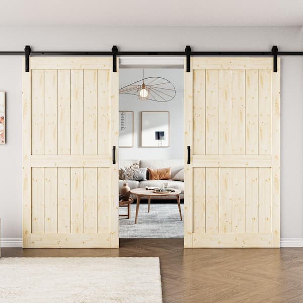 EH PUERTA 42 in. x 84 in. Paneled K Shape Solid Pine Unfished Wood ...