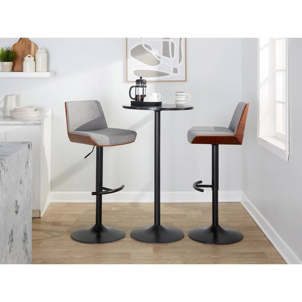 Lumisource Corazza 33.5 in. Light Grey Fabric, Walnut Wood and Black ...