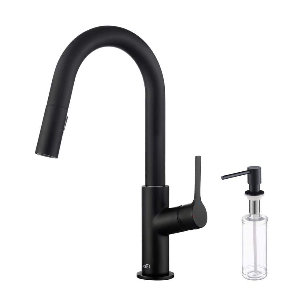 KIBI Fusion Single Handle Pull Down Kitchen & Bar Sink Faucet with Soap ...