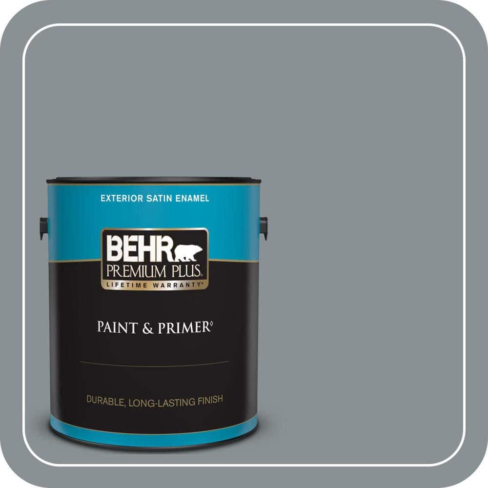 BEHR PREMIUM PLUS 1 gal. #MQ5-29 Gotham Gray Satin Enamel Exterior ...