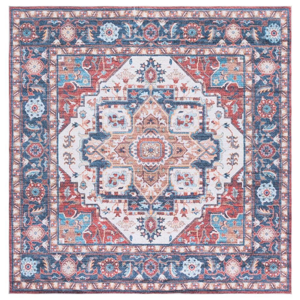 SAFAVIEH Martha Stewart Washable Rust/Blue 6 ft. x 6 ft. Machine ...