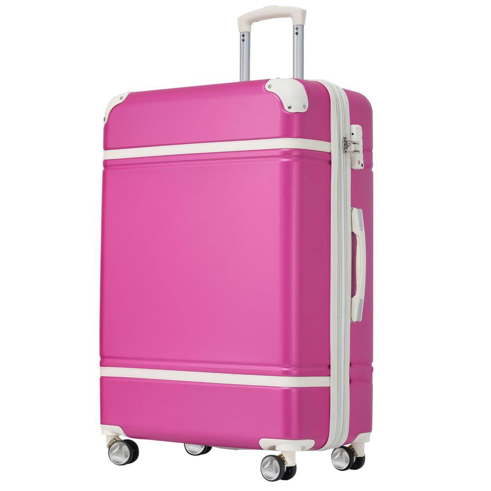 Tatahance 28 in. Pink Vintage Luggage Expandable Lightweight Suitcase ...