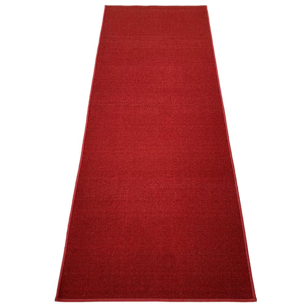 PLAYA RUG Solid Red 26 in. W x 12 ft. L Runner Rug/Stair Runner 26.4 sq ...