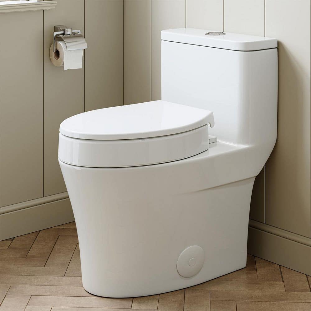 HOROW Lockable Soft-Close Toilet Seat Riser in White with Lid and 1 ...