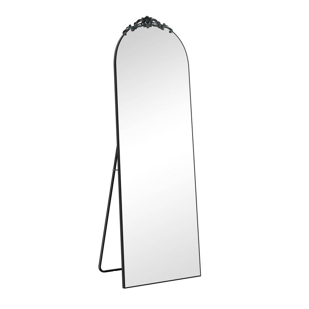 Lumioca Black 23 in. W x 67 in. H Oversized Carved Arch Wood Full ...