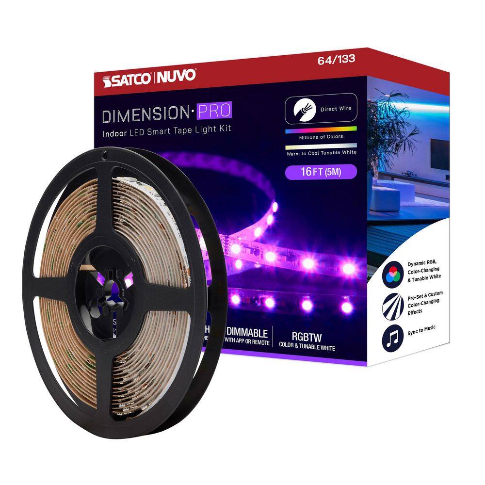SATCO Dimension Pro Indoor 16 ft. Hardwired 20W Dimmable Cuttable RGB ...