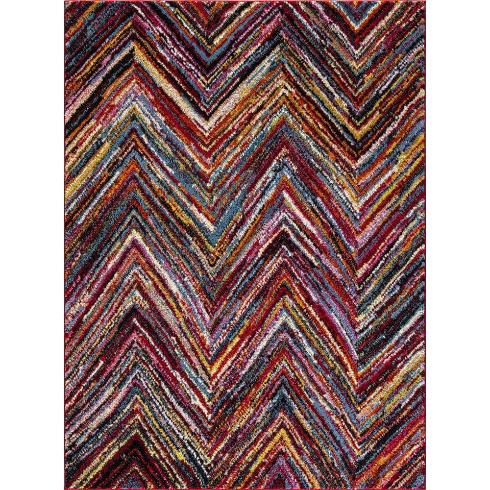 Concord Global Trading Diamond Multi 5 ft. x 7 ft. Chevron Area Rug ...