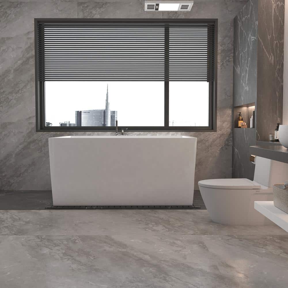 Satico 47 in. Rectangle Acrylic Flatbottom Soaking Tub Non-Whirlpool ...