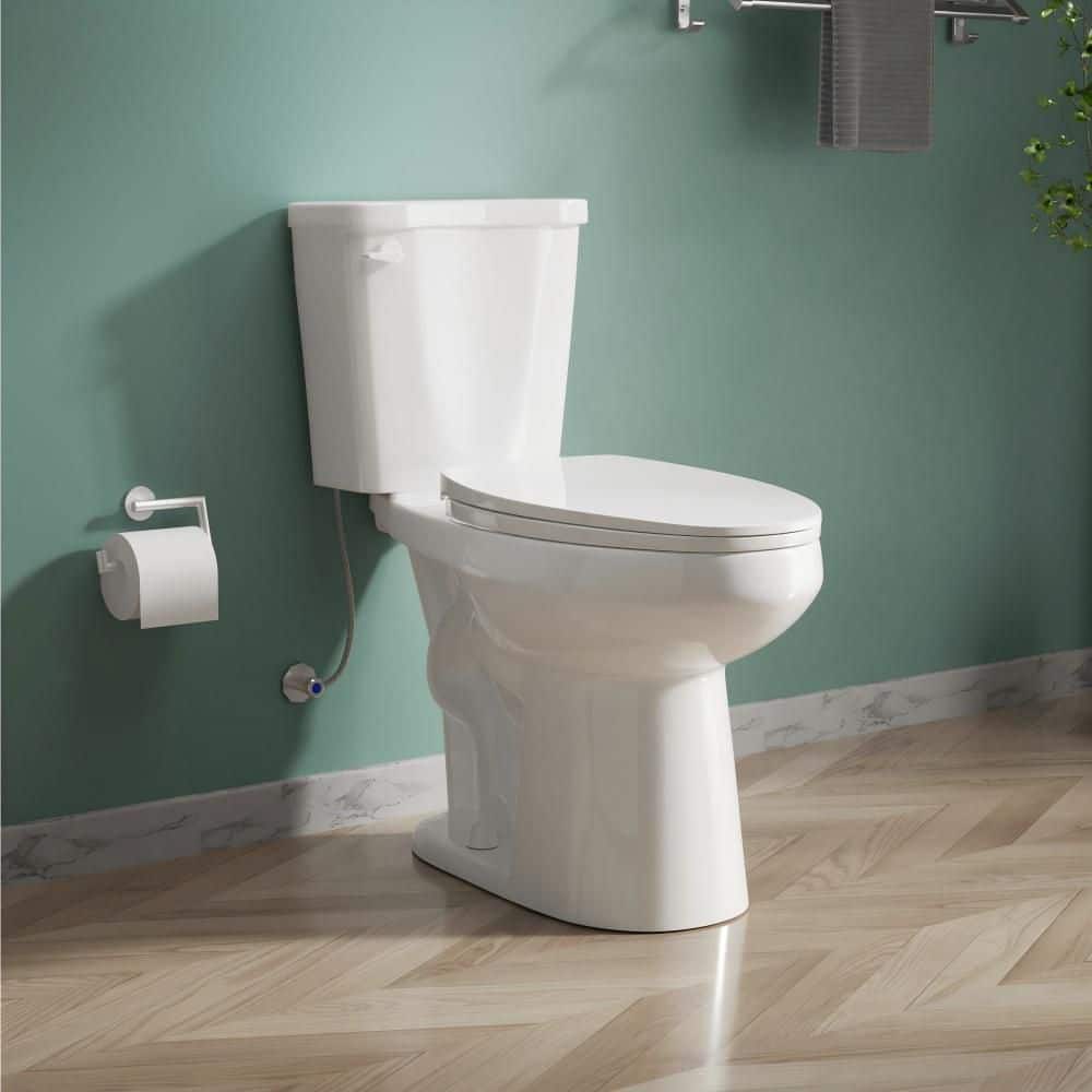 Kuomih Tall Toilet 1.28 GPF Single Flush Elongated 19 in Bowl Height 2 ...