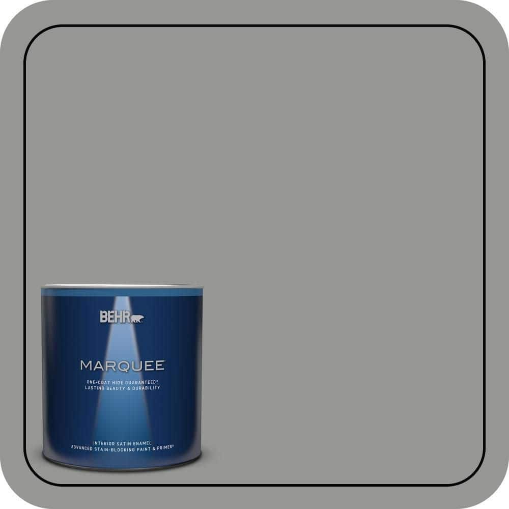 BEHR MARQUEE 1 qt. #PPU24-19 Shark Fin Satin Enamel Interior Paint ...