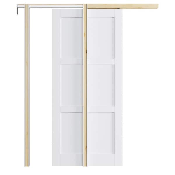ARK DESIGN 36 in. x 96 in. 3-Lite White Primed Solid Core Door Slab ...
