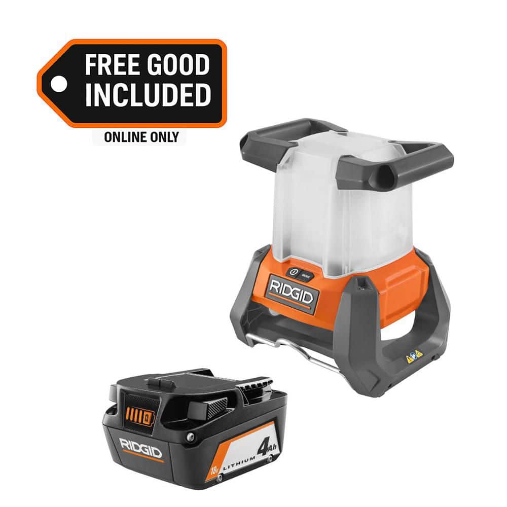 RIDGID 18V Cordless 360° Area Light with FREE 4.0 Ah Lithium-Ion ...