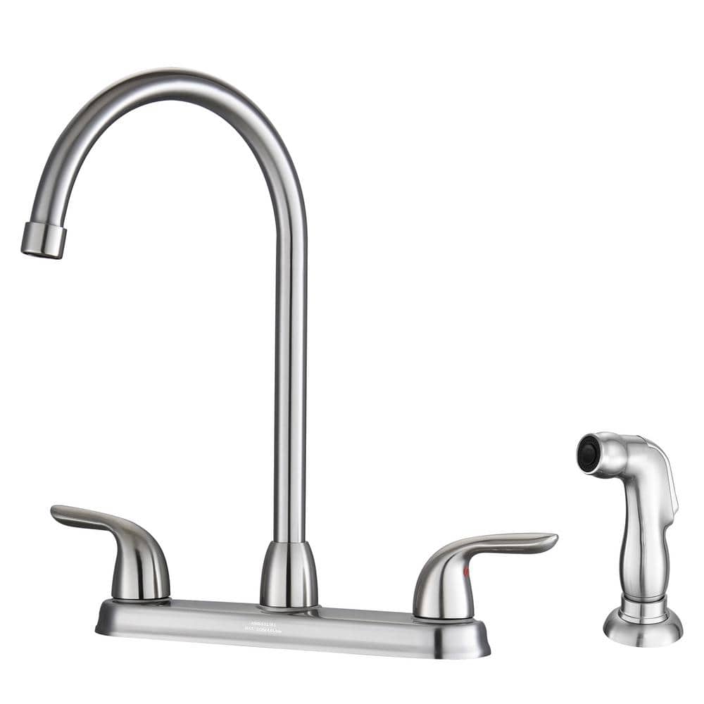 LORDEAR Double Handle High Arc Standard Kitchen Faucet with Side ...