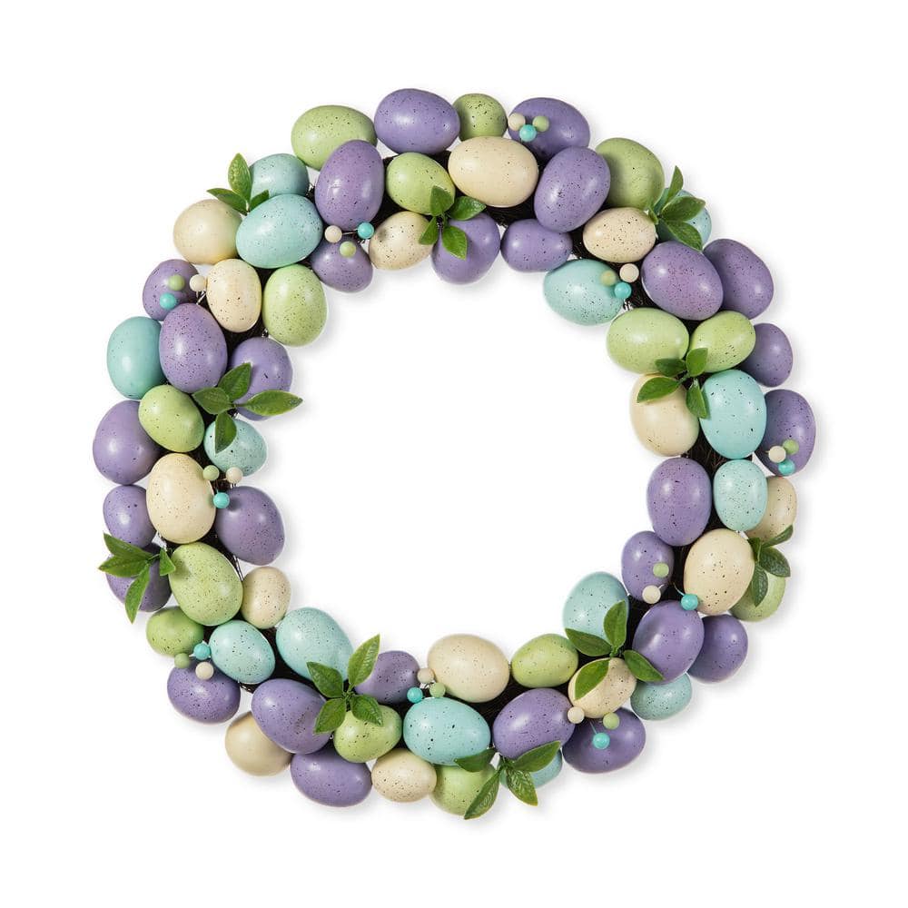 Glitzhome 18 in. D Easter Purple Hue Eggs Wreath 2015500004 - The Home ...