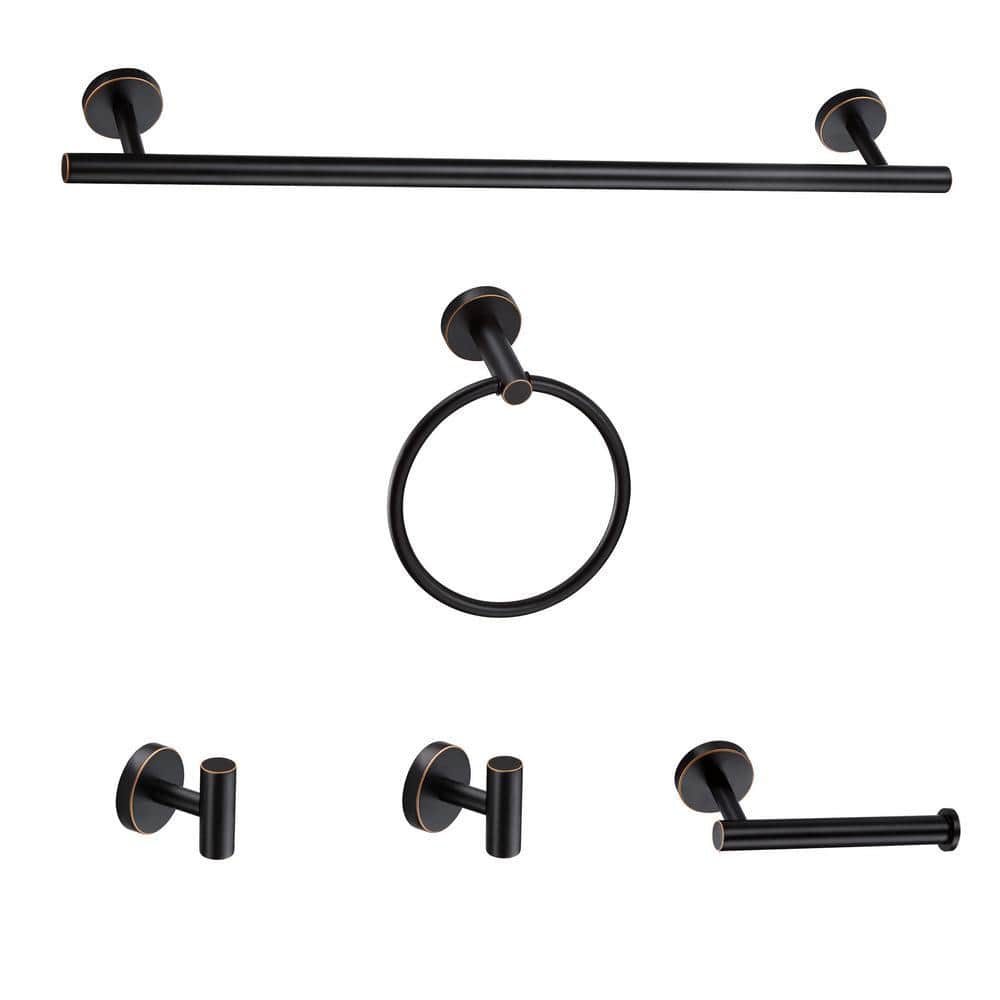 WISBEAM 5-Piece Bath Hardware Set 24 in. with Mounting Hardware in Oil ...