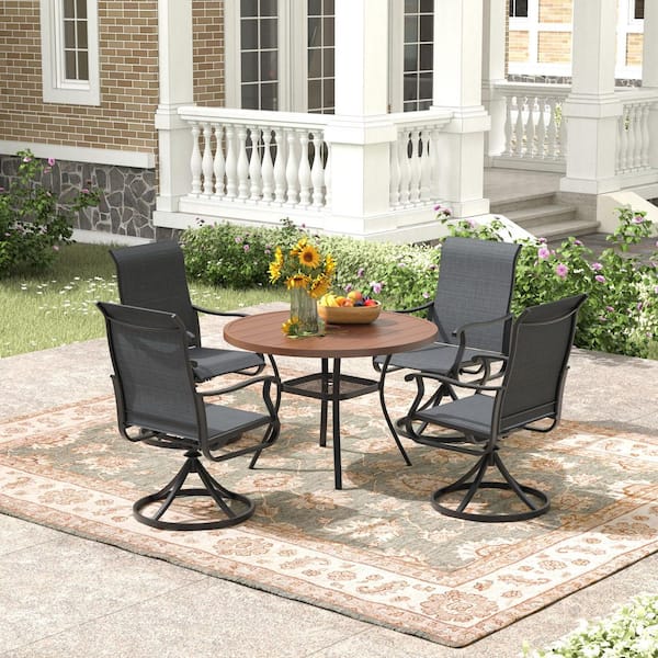Ama pear 5-Piece Metal All-Weather Outdoor Dining Set for 4, Swivel ...