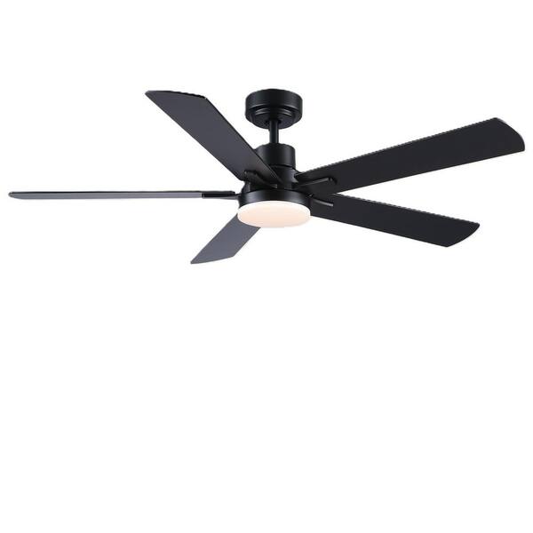Yardreeze 52 in. Black Indoor Lowe Profile Downrod Mount Ceiling Fan ...