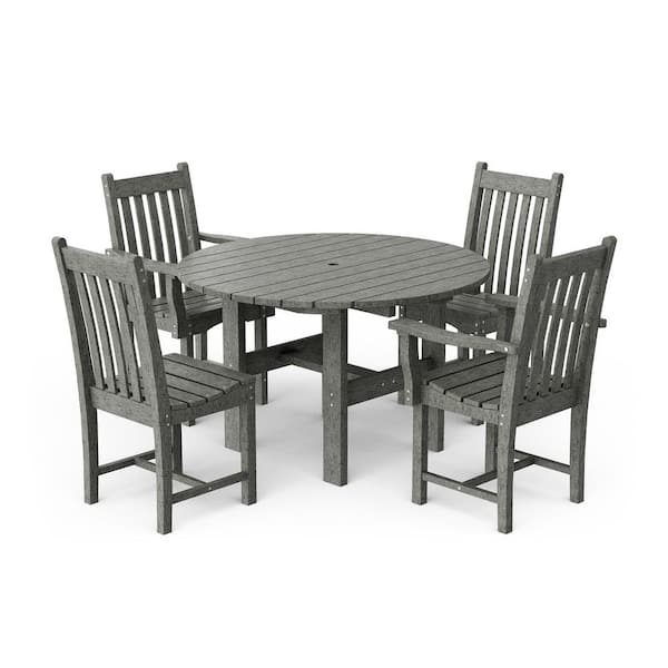 Wildridge Classic Dark Gray 5-Piece HDPE Plastic Outdoor Patio Dining ...