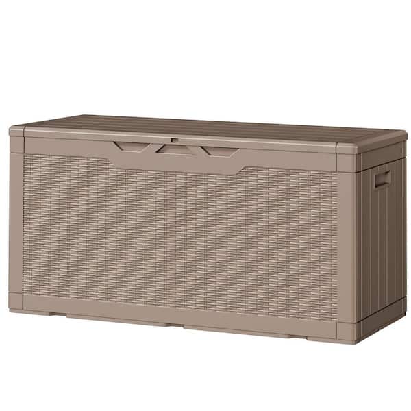 Patiowell Classics 100 Gal. Outdoor Storage Light Brown Plastic Resin ...