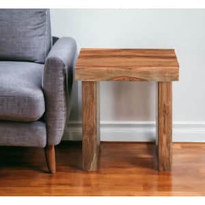 22 in. Smoked Oak Square Wood End Table ROCK-8095 - The Home Depot
