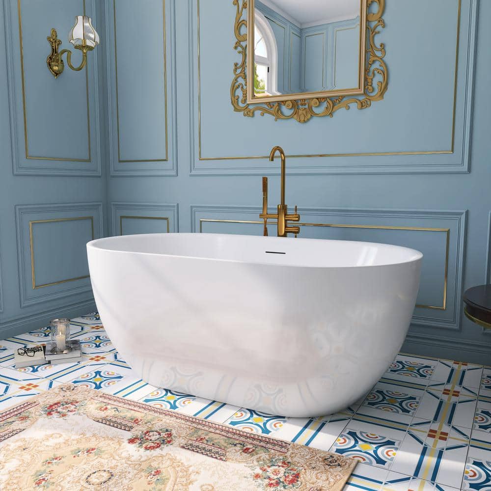 Adecab 59 in. x 31.5 in. Acrylic Freestanding Flatbottom Double Ended ...