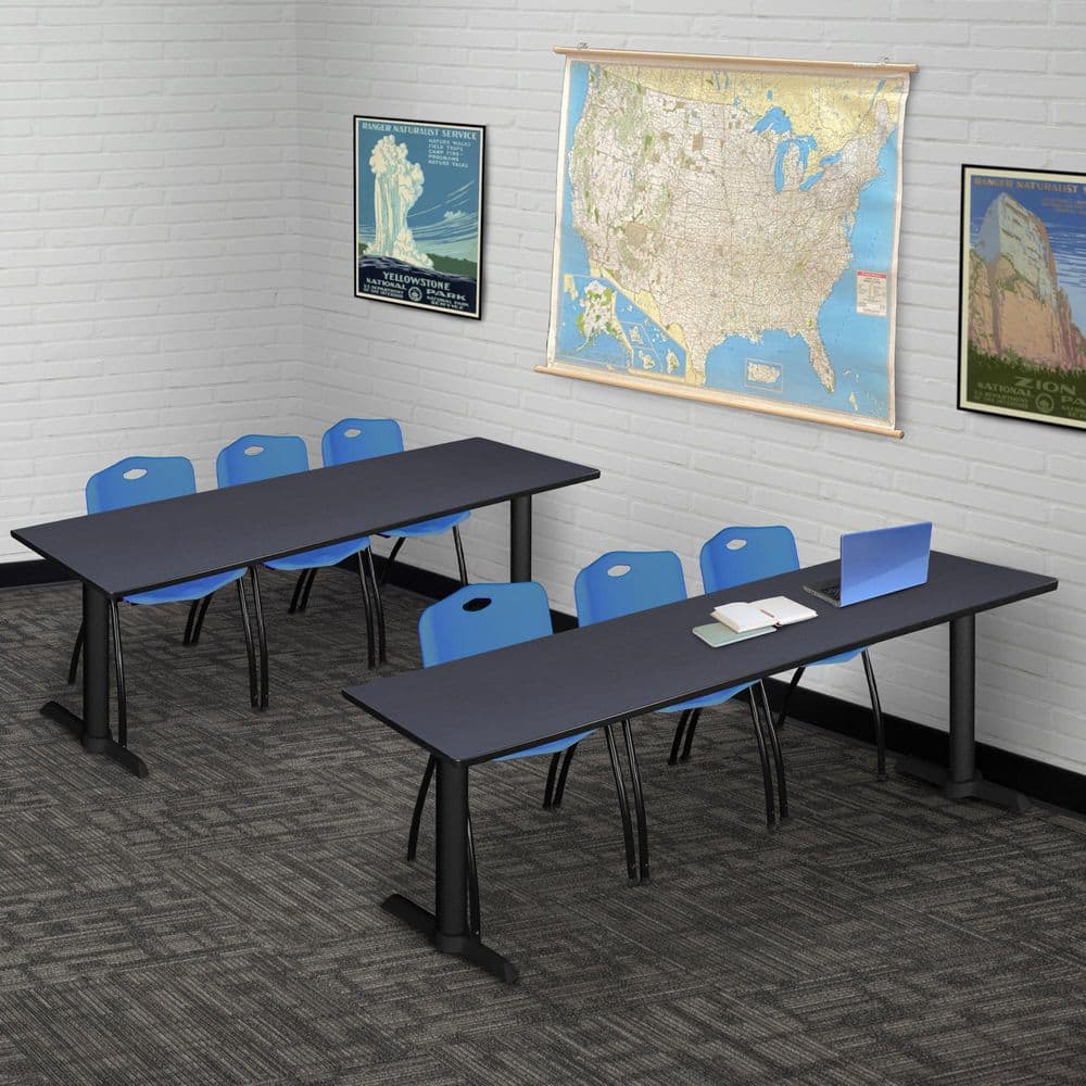 Regency Cain 84 in x 24 in. Grey T-Base Training Seminar Table Desk and ...