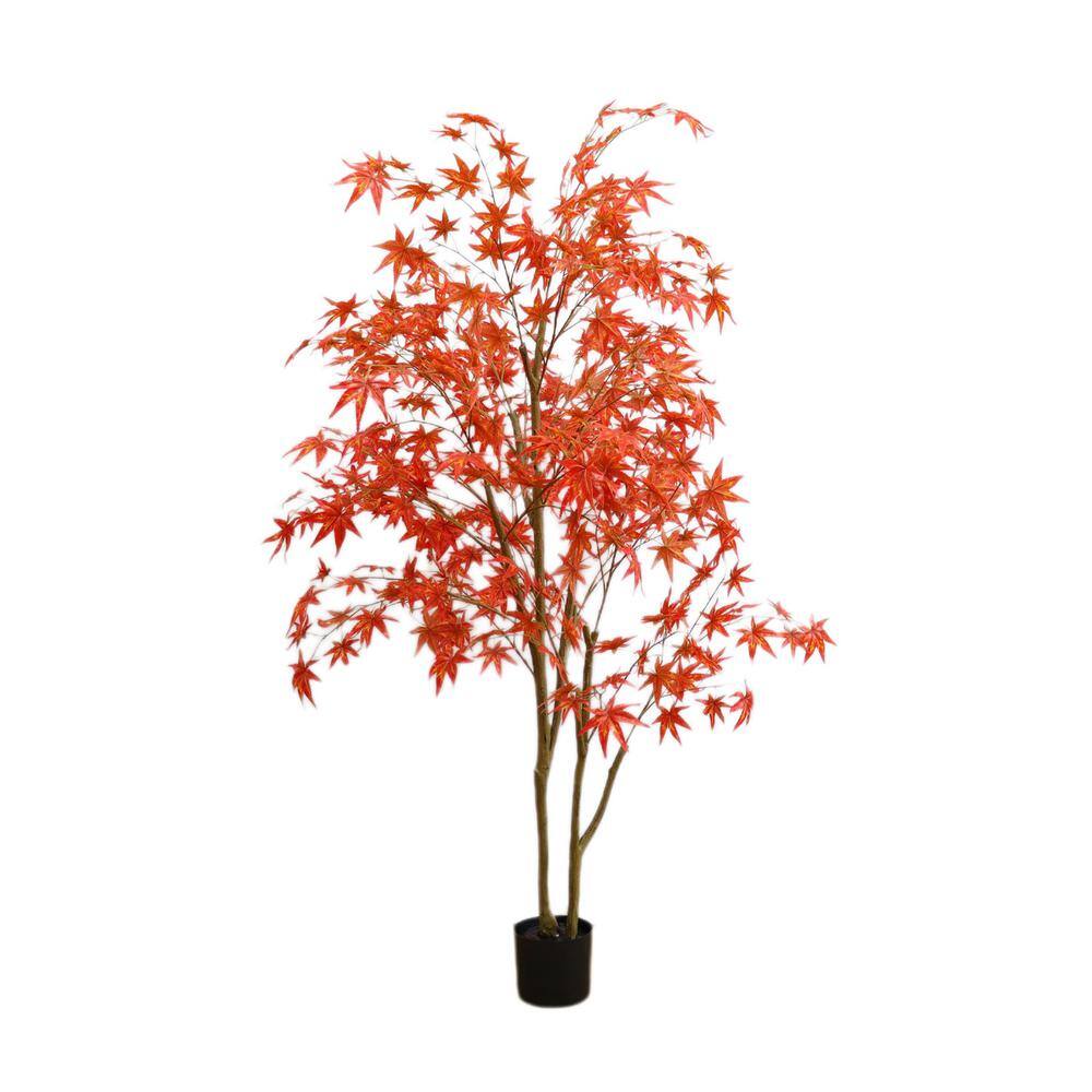 Garvee 5. 9 ft. Autumn Artificial Fall Tree, Red Maple Leaves Tree For ...