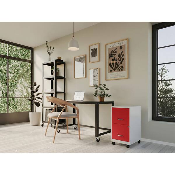 Space Solutions 18 in. D 2-Drawer Metal Letter Width 14.25 in. W Mobile ...