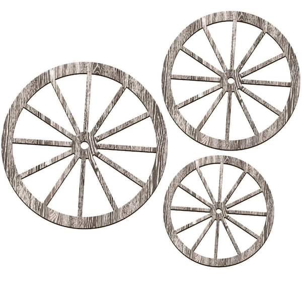 Angel Sar 3-Piece 12/10/8 in. Old Western Hanging Decorative Wheels for ...