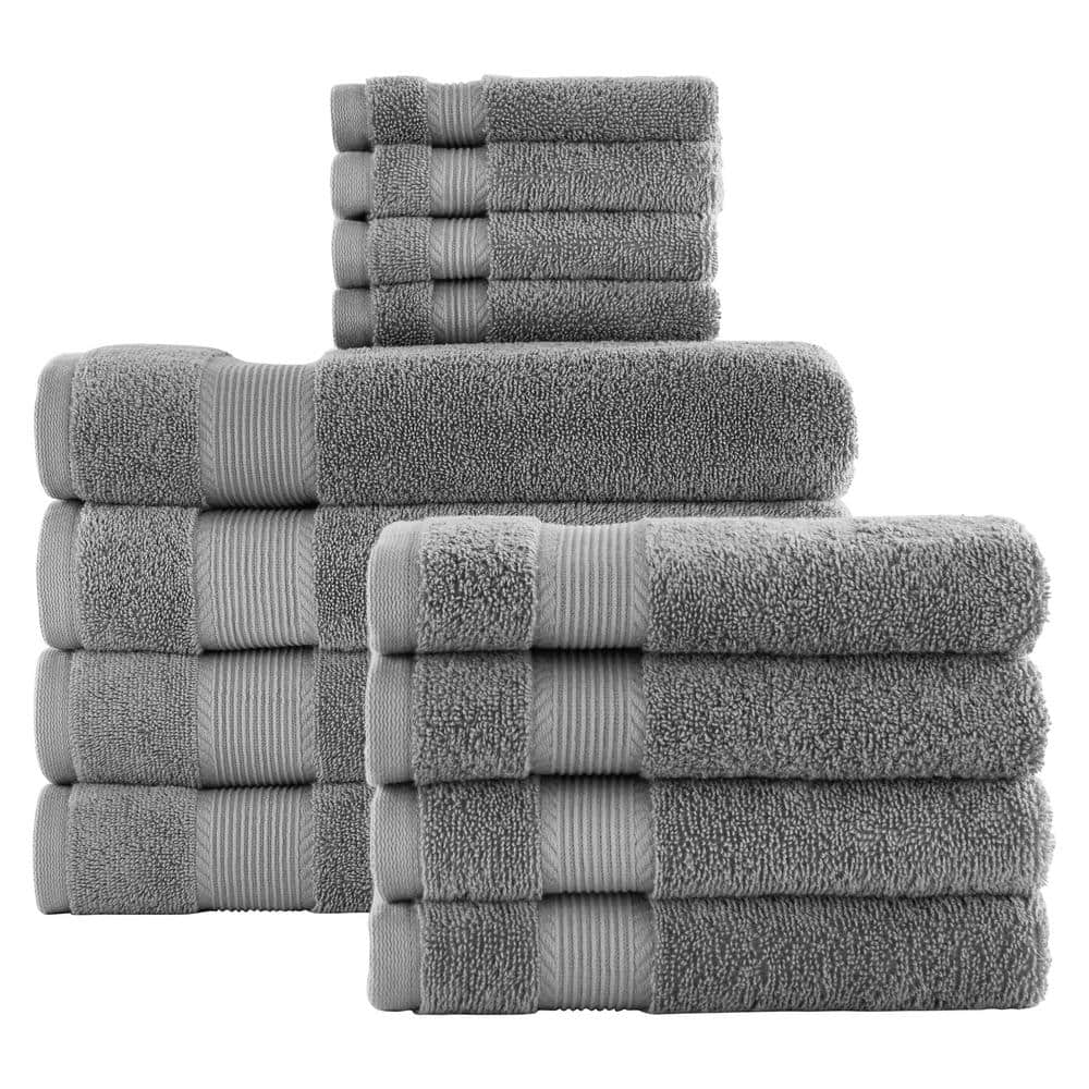 StyleWell HygroCotton Stone Gray 12-Piece Bath Towel Set AT17642_Stone ...