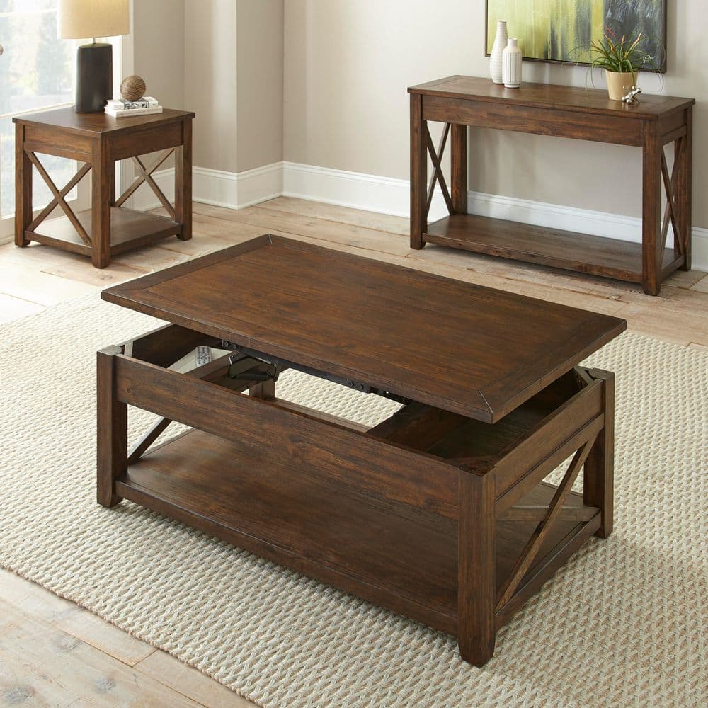 Steve Silver Lenka 48 in. Brown Rectangle Wood Console Table LK100S ...